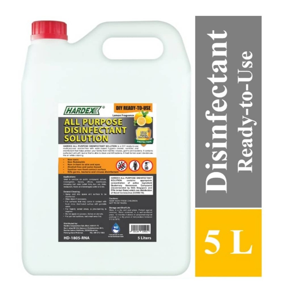 HARDEX All Purpose Disinfectant Solution - READY TO USE (Non-Alcohol ...