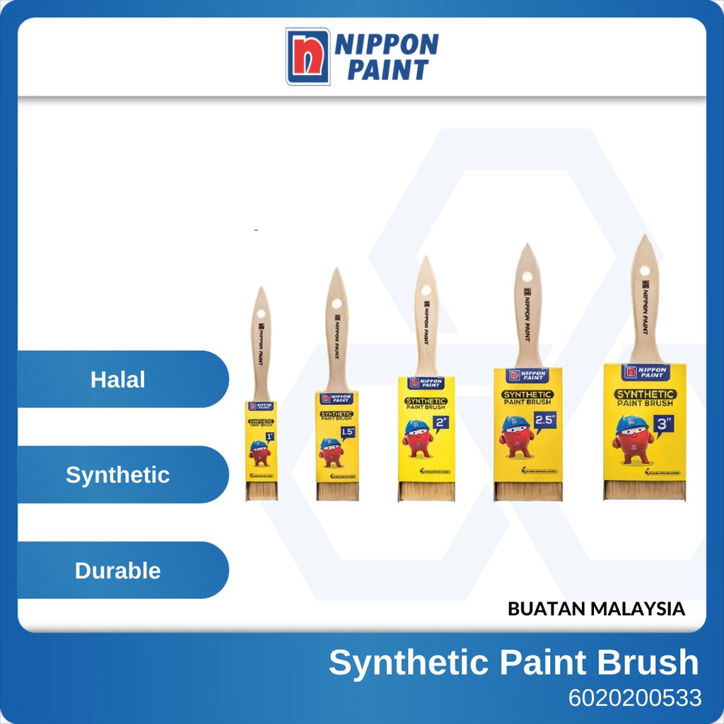 NIPPON PAINT Synthetic Paint Brush 750 Berus Cat Sintetik HALAL ...