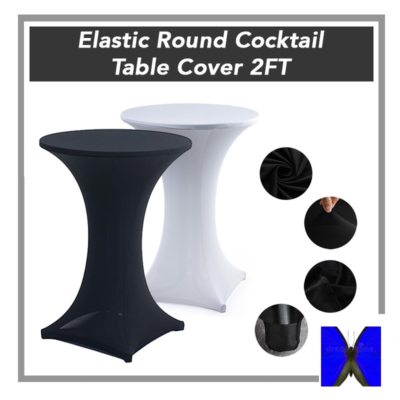 🔥LOWMS🔥2 FT Round Cocktail Table Cloth Cover Elastic Event Hotel Kain ...