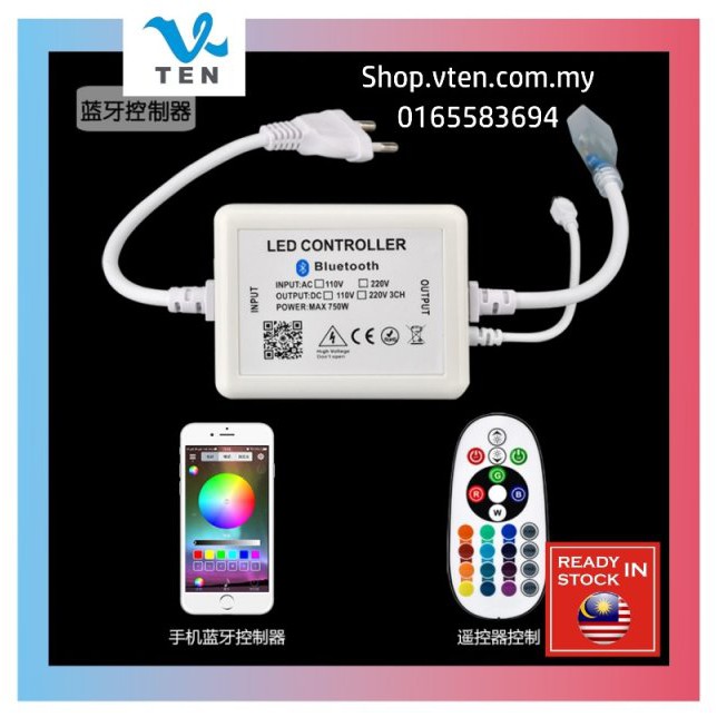 Bluetooth Controller Remote For RGB Led Strip Light 4 Pin 11mm AC240V ...