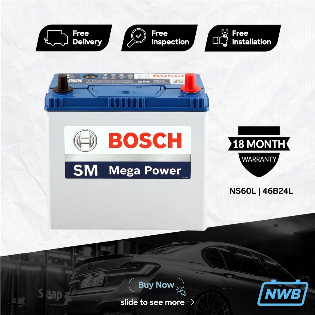 Bosch Battery NS60L NS60S Car Battery Bateri NS60L 46B24L Bateri Kereta ...