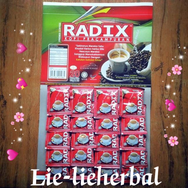 Radix Coffee Pack Hajj HPA Malaysia Packaging Board Contents 20 Sachets ...