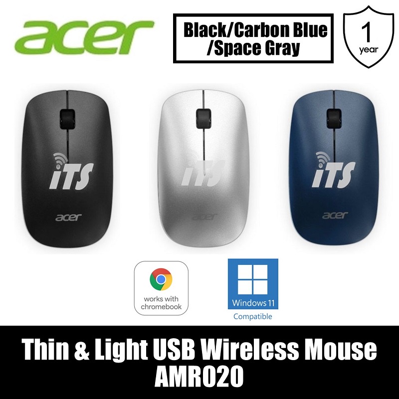 Acer Thin & Light USB Wireless Mouse AMR020 (Black/Carbon Blue/Space ...