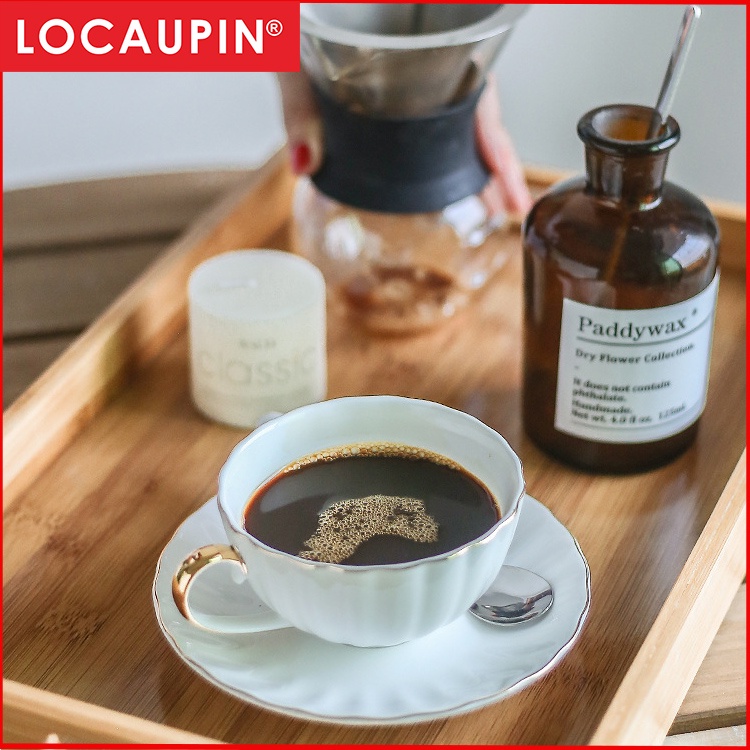 Locaupin Ceramic Tea Cups and Saucers,with Gold Trim Cappuccino Cups ...