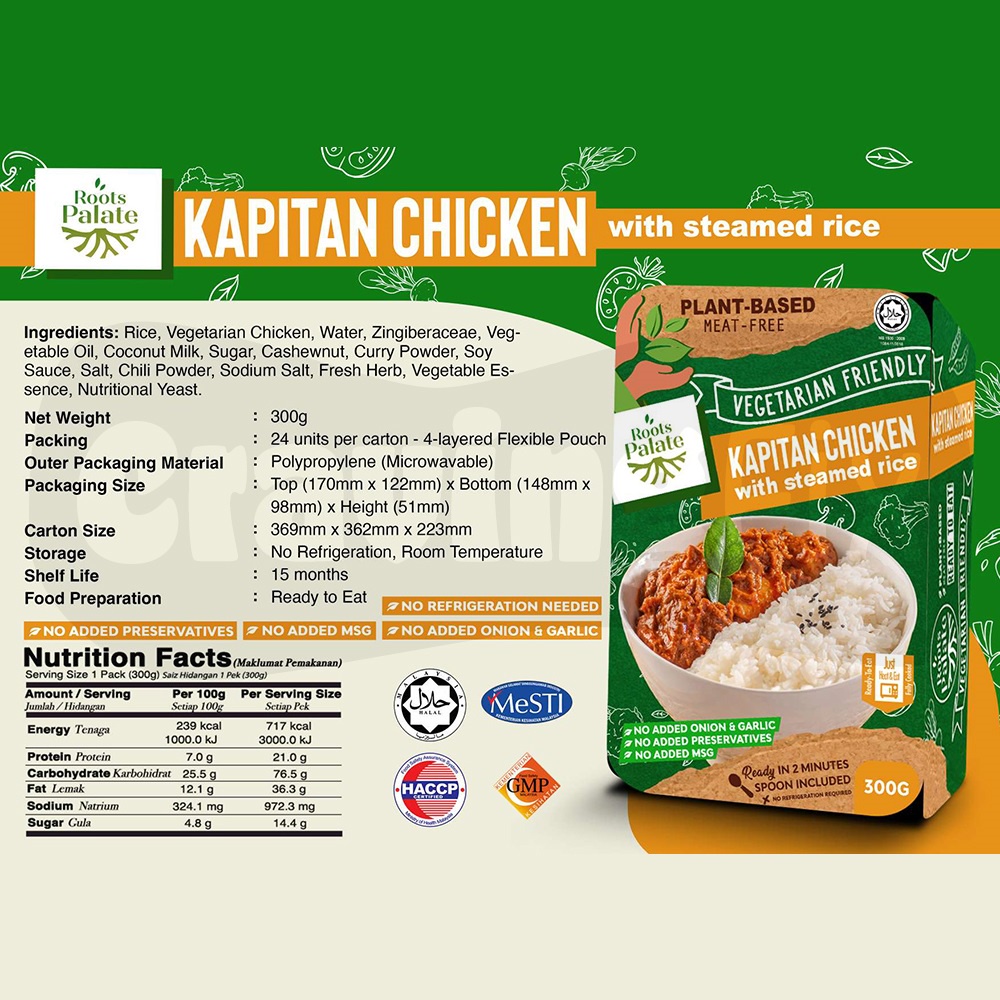 [HALAL] ROOTS PALATE Vegetarian Ready To Eat Food Plant-Based Cooked ...