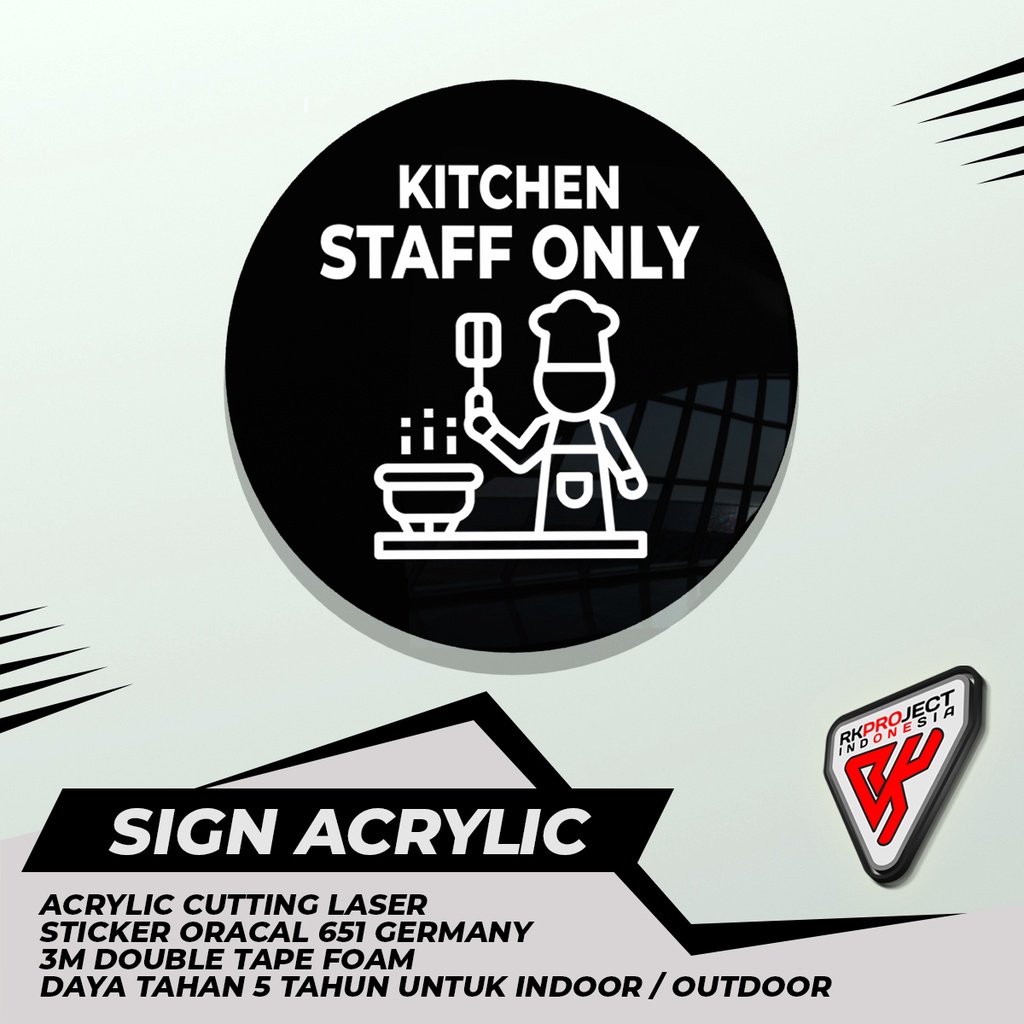 Round ACRYLIC SIGN BOARD KITCHEN STAFF ONLY | Shopee Malaysia