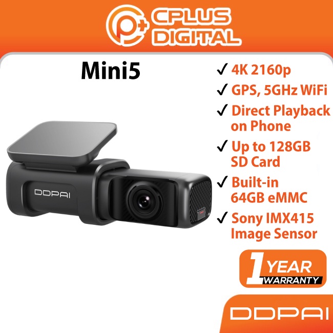 DDPai Mini5 Dash Cam 4K 2160p GPS 5GHz WiFi 128GB SD Card 64GB eMMC ...