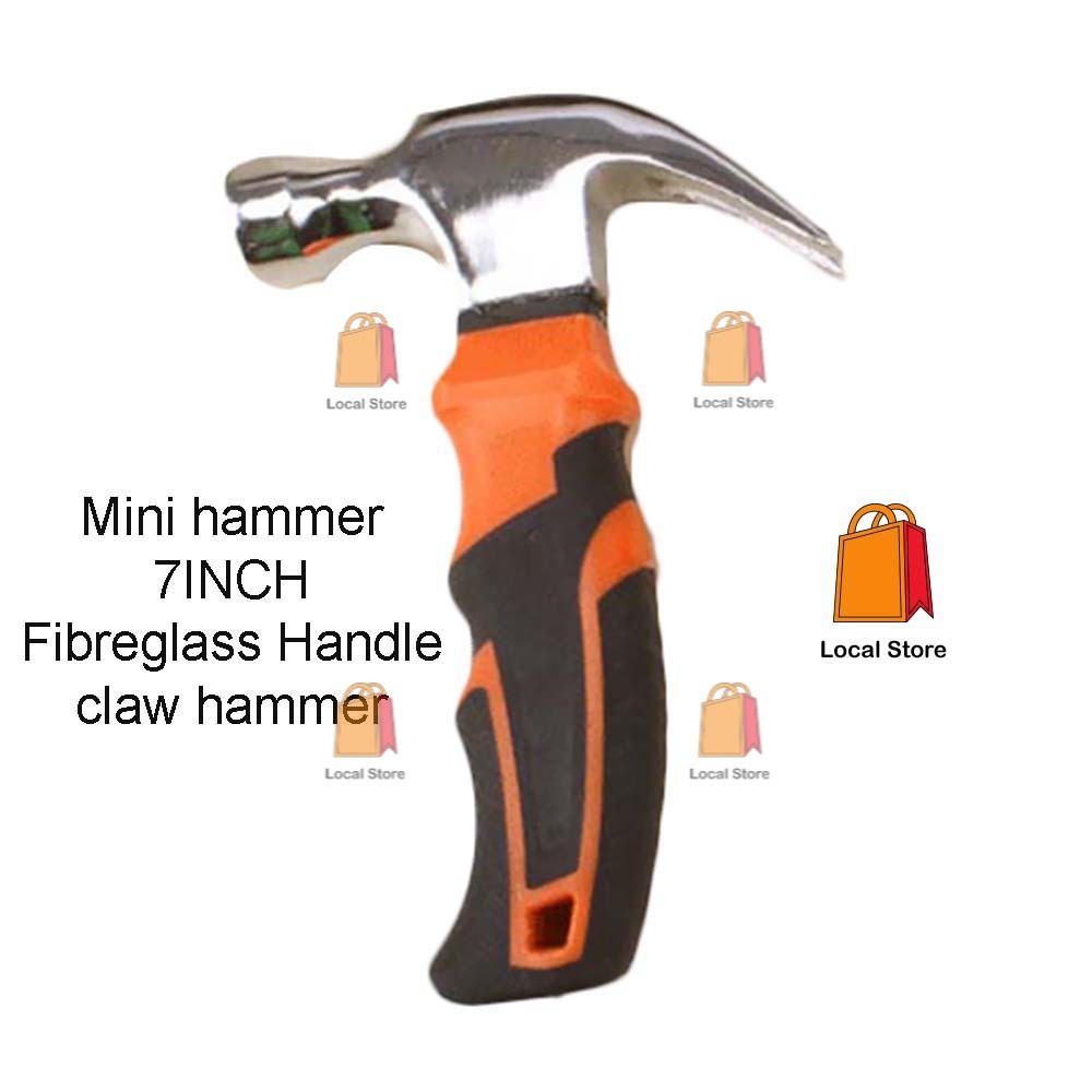 [ 1 UNIT ] Mini hammer 7INCH /Fibreglass Handle stubby/23mm claw hammer ...