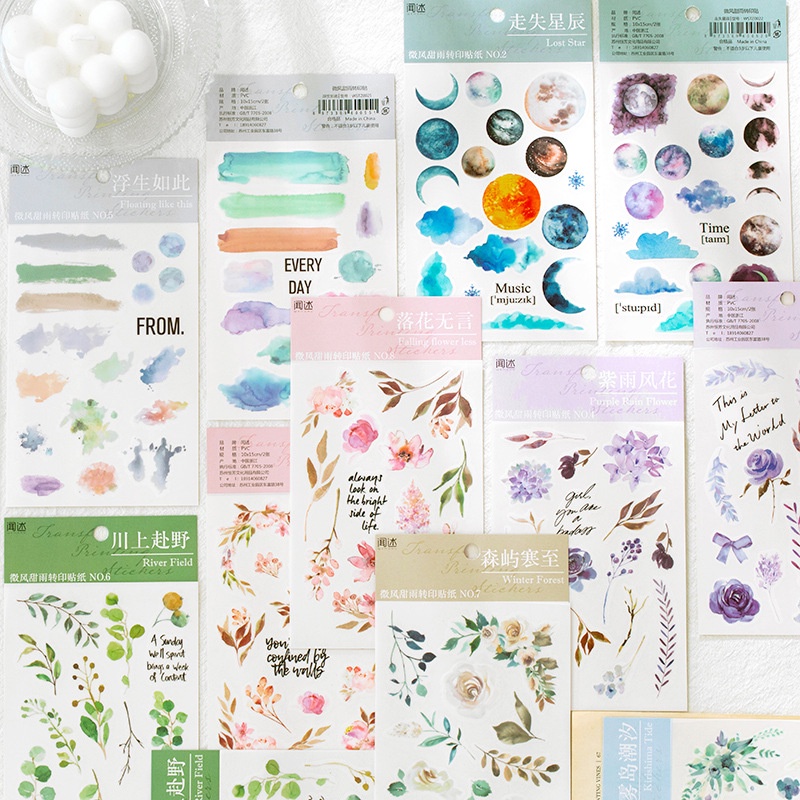 ENWEI 2 Pcs Breeze Natural Series Stickers Scrapbooking Transfer ...