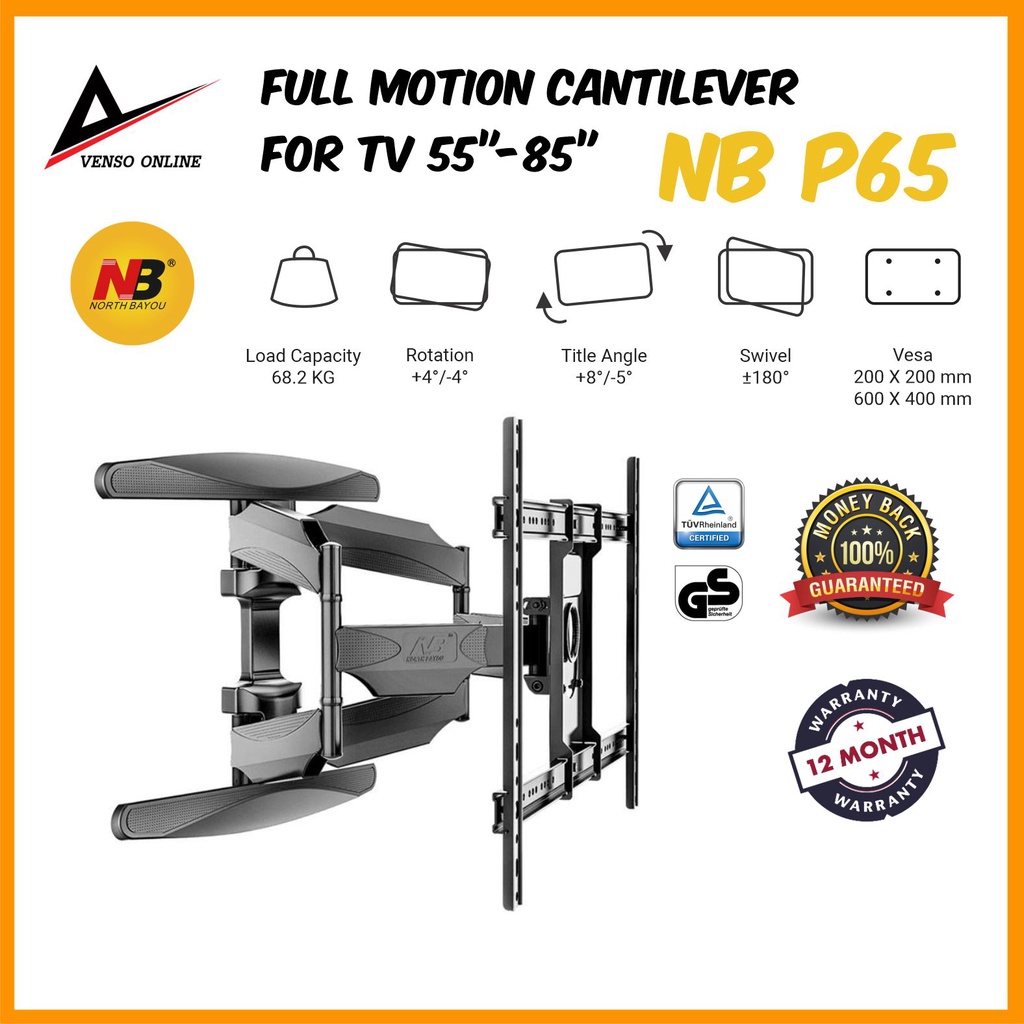 North Bayou P65 55 to 85 Inch Ergonomics Interactive Cantilever Vesa ...
