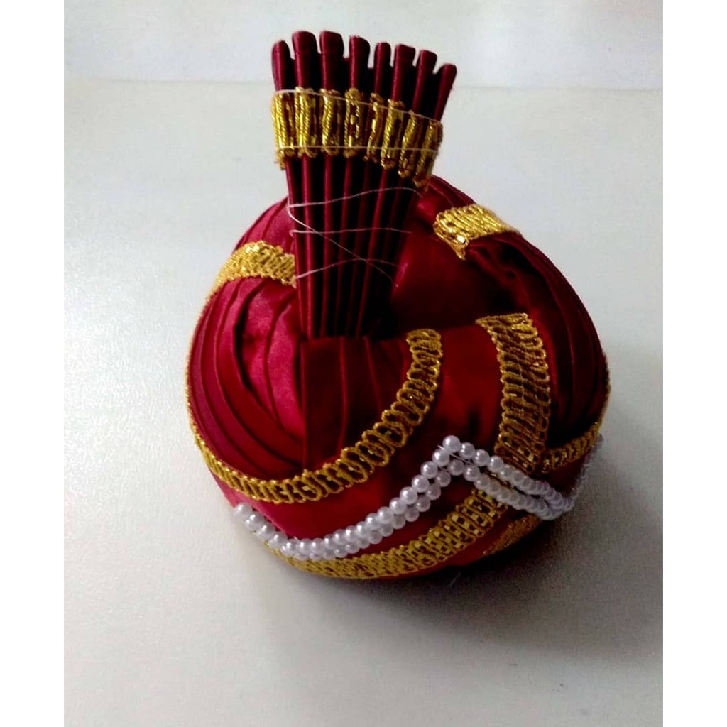 Thalapa / Embellished Art Silk Turban ( Medium size Swamy / Wedding ...