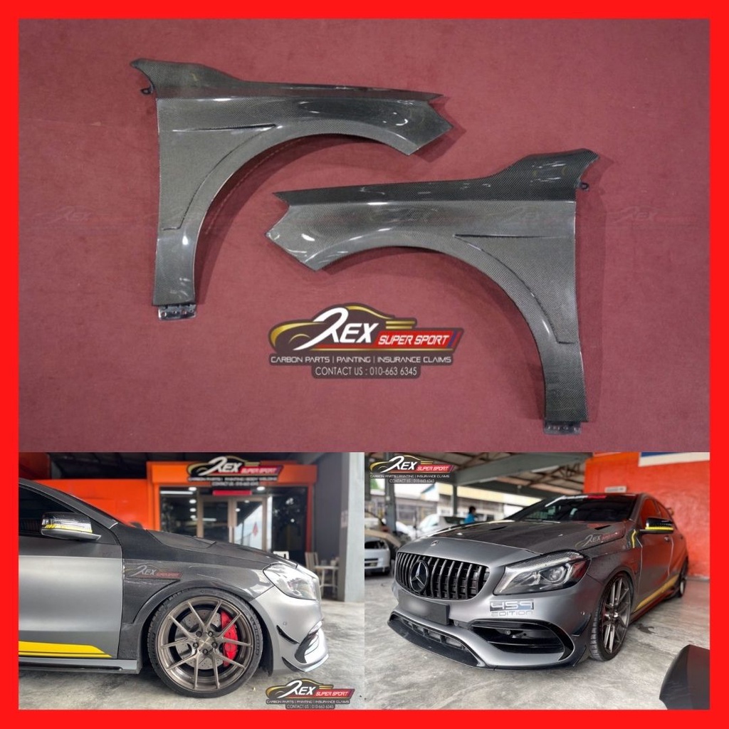 Mercedes Benz A-Class W176 A180 A200 A250 A45 AMG Sport Fender Carbon ...