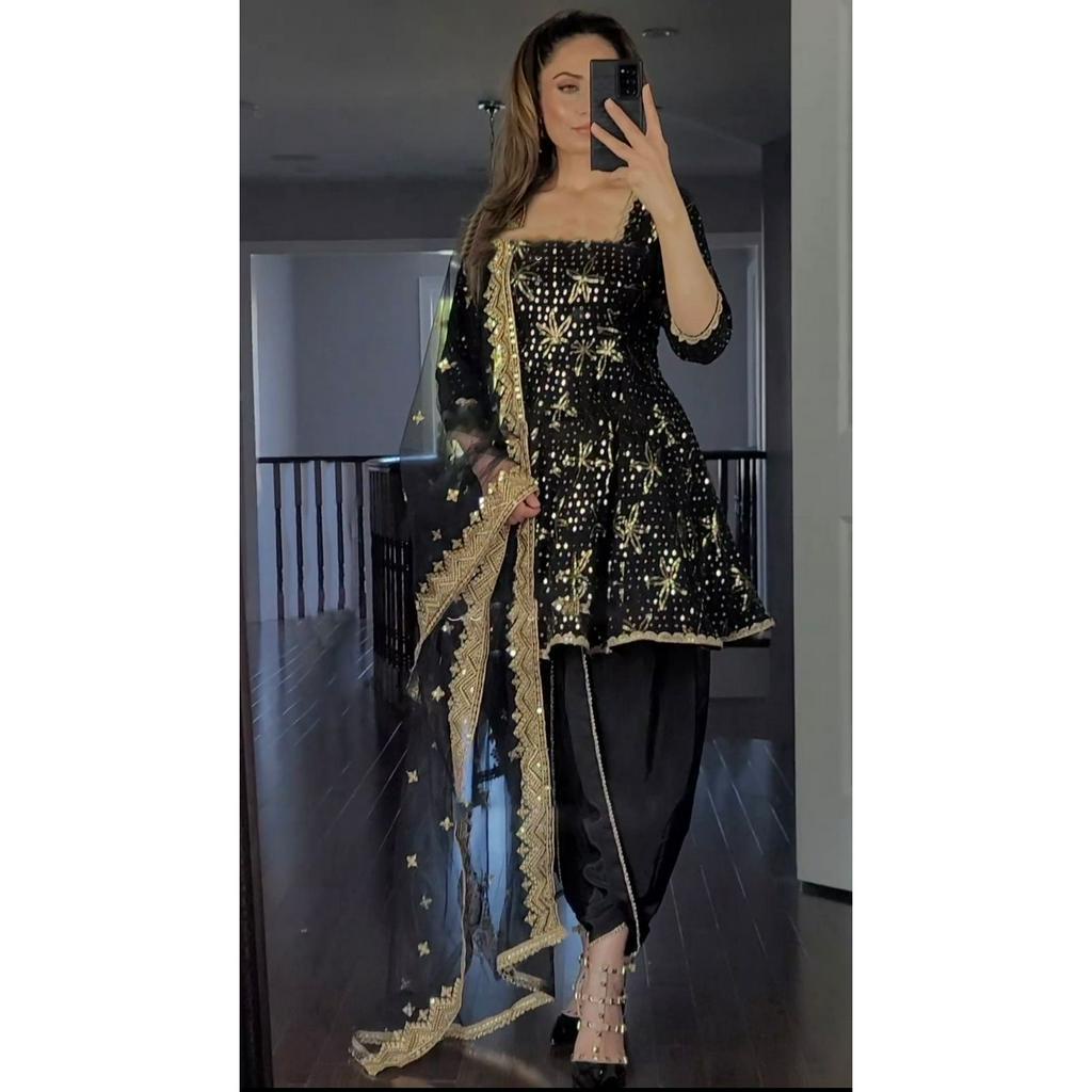 PUNJABI STYLE 5544 GEORGETTE EMBROIDERED DHOTI STYLE SALWAR SUIT WITH ...