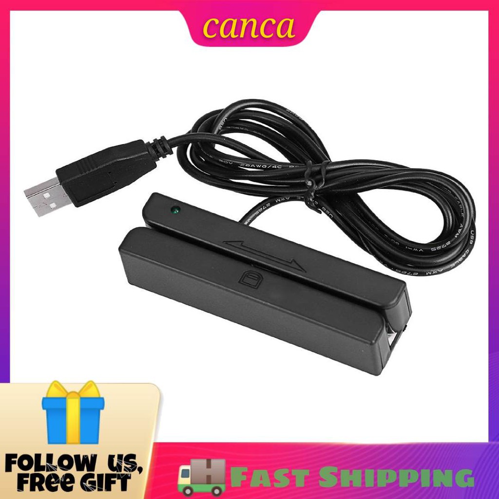 canca USB MSR90 3 Tracks Hi-Co Magnetic Stripe Credit Card Swipe Reader ...