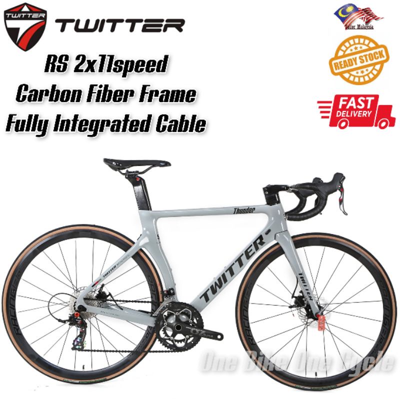 Twitter Thunder RS Disc Fully Internal Cable 2x11speed Carbon Aero Bike ...