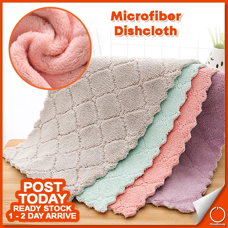 𝗠𝗜𝗖𝗥𝗢𝗙𝗜𝗕𝗘𝗥 Kitchen Towels Tuala Dapur Cleaning Double-Sided Dishcloth ...