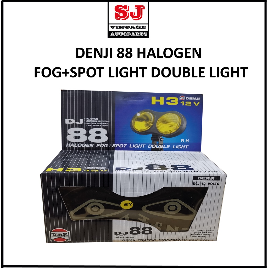 DENJI HALOGEN FOG SPOT LIGHT DOUBLE LIGHT DC 12V YELLOW WHITE | Shopee ...