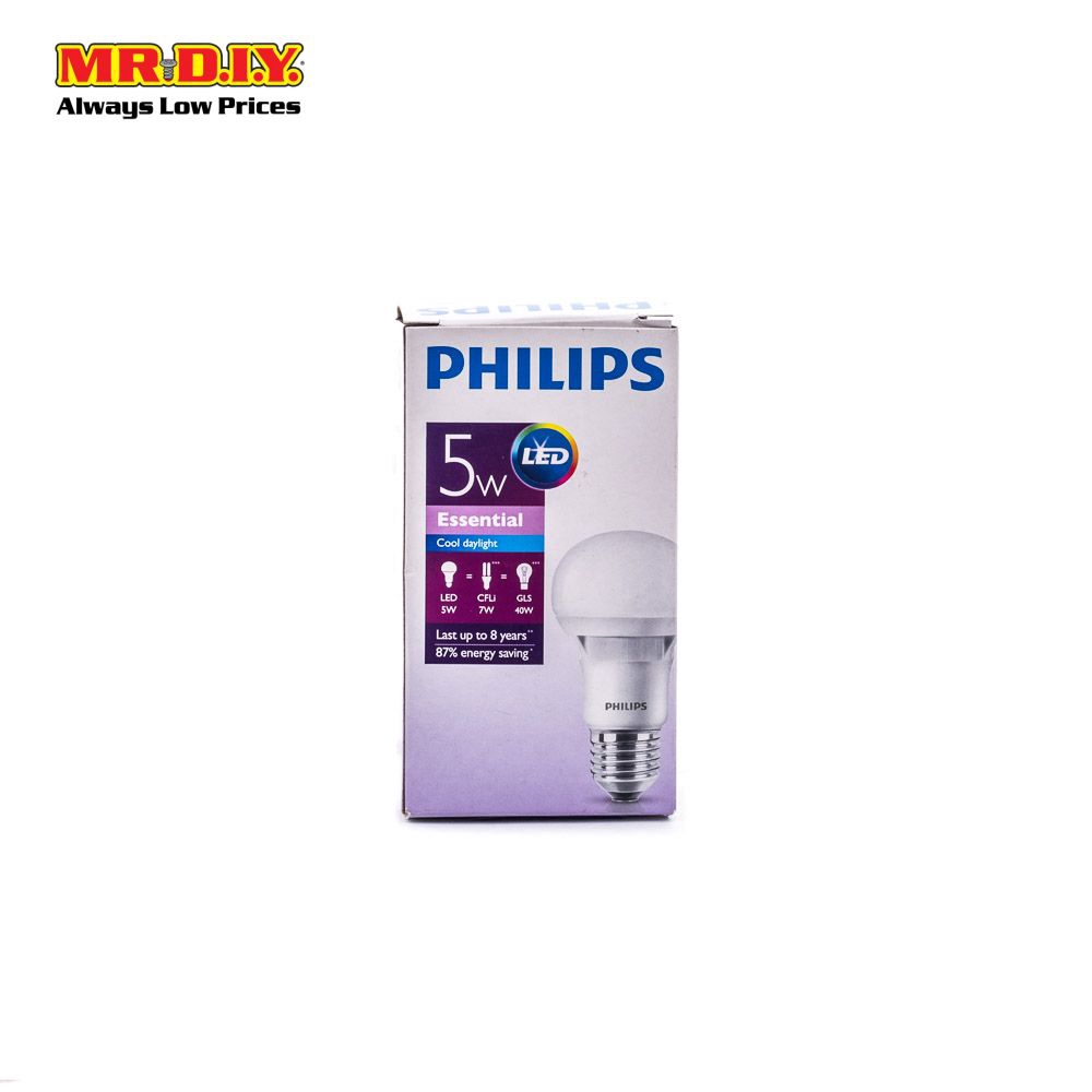 PHILIPS Essential Round Shape LED Bulb Cool Daylight 5W (1pcs) | Shopee ...