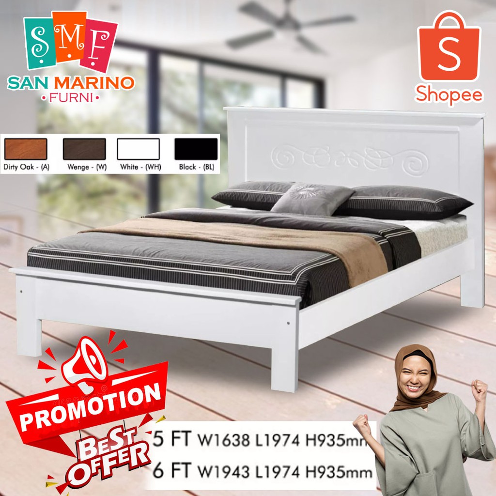 Queen / King Size Fully Solid Wood Bed Frame/ Wooden Bedframe / Wooden ...