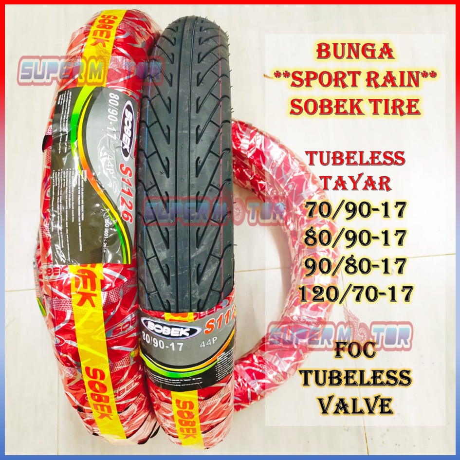 TAYAR MOTOR 70/90-17 & 80/90-17 TUBELESS TYRE BUNGA TT / BUNGA 100 ...