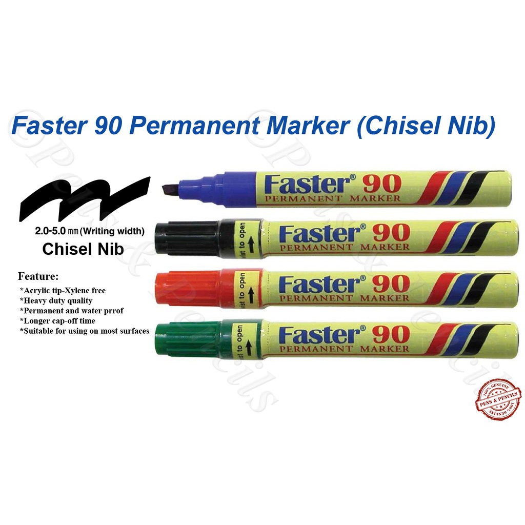 Faster 70 Permanent Marker (Bullet Nib) / 90 Permanent Marker (Chisel ...
