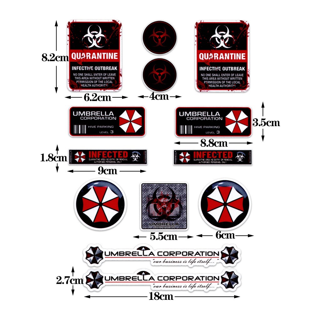 Umbrella Corporation Sticker Reflective Resident Evil Decals Decoration ...
