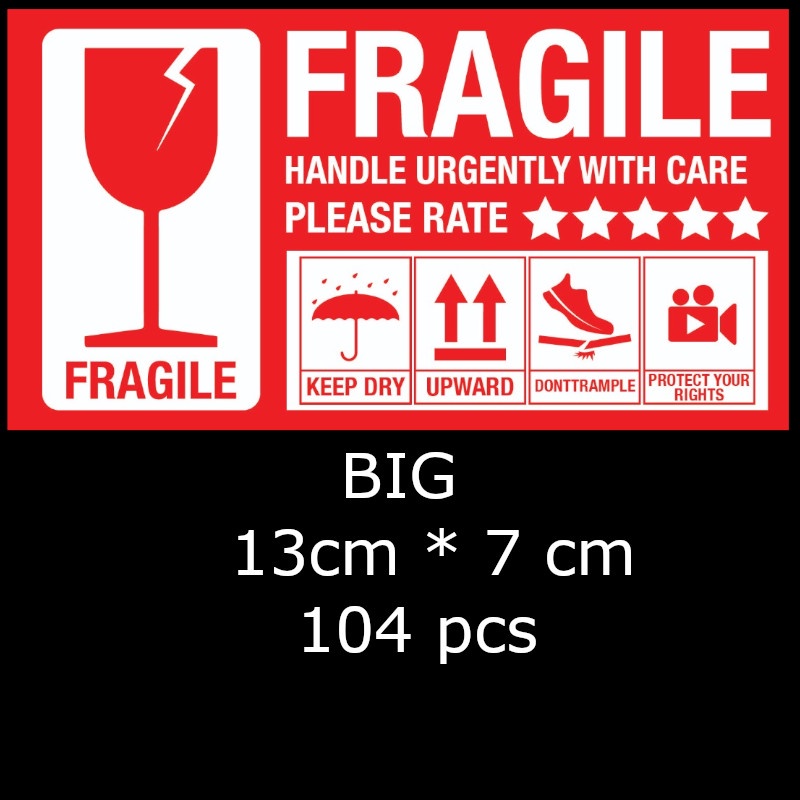 1,000PCS FRAGILE Sticker 5 Star Wording Good Review Record During ...