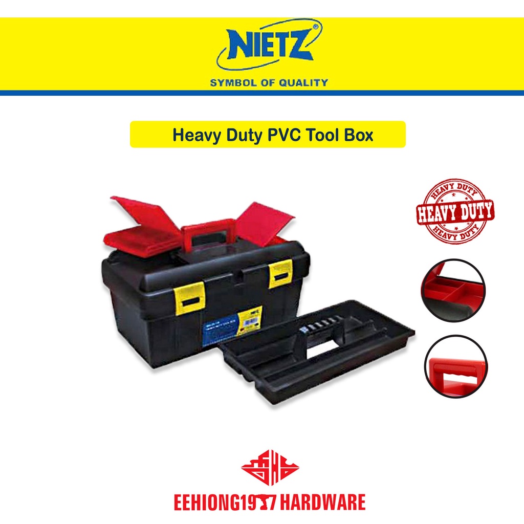 NIETZ 505-23-178 178 Tool Box With Two Organizer Heavy Duty PVC Tool Box Multi Purpose /Kotak ...