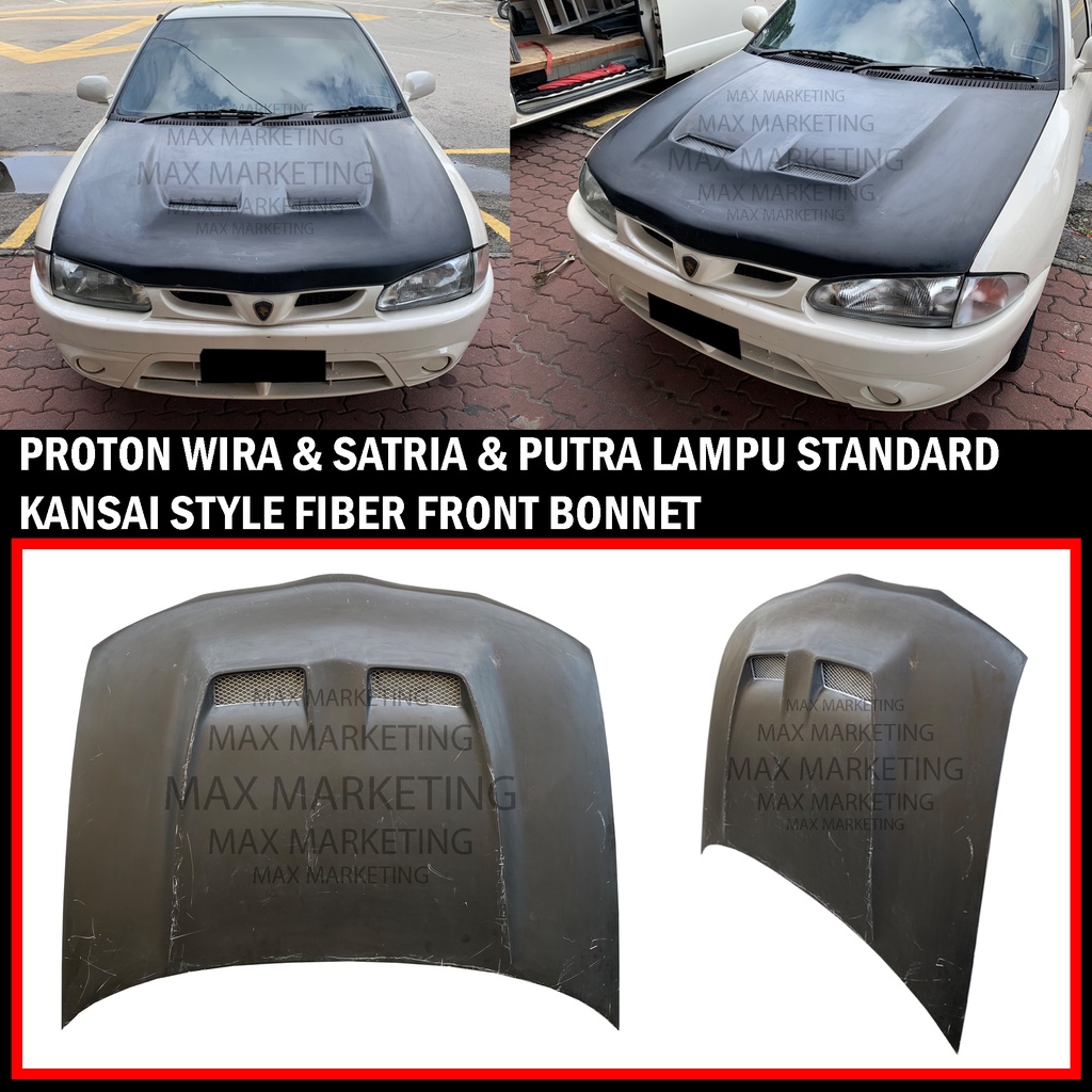 PROTON WIRA & SATRIA & PUTRA LAMPU STANDARD KANSAI STYLE FRONT BONNET FIBER SKIRT LIP BODYKIT ...