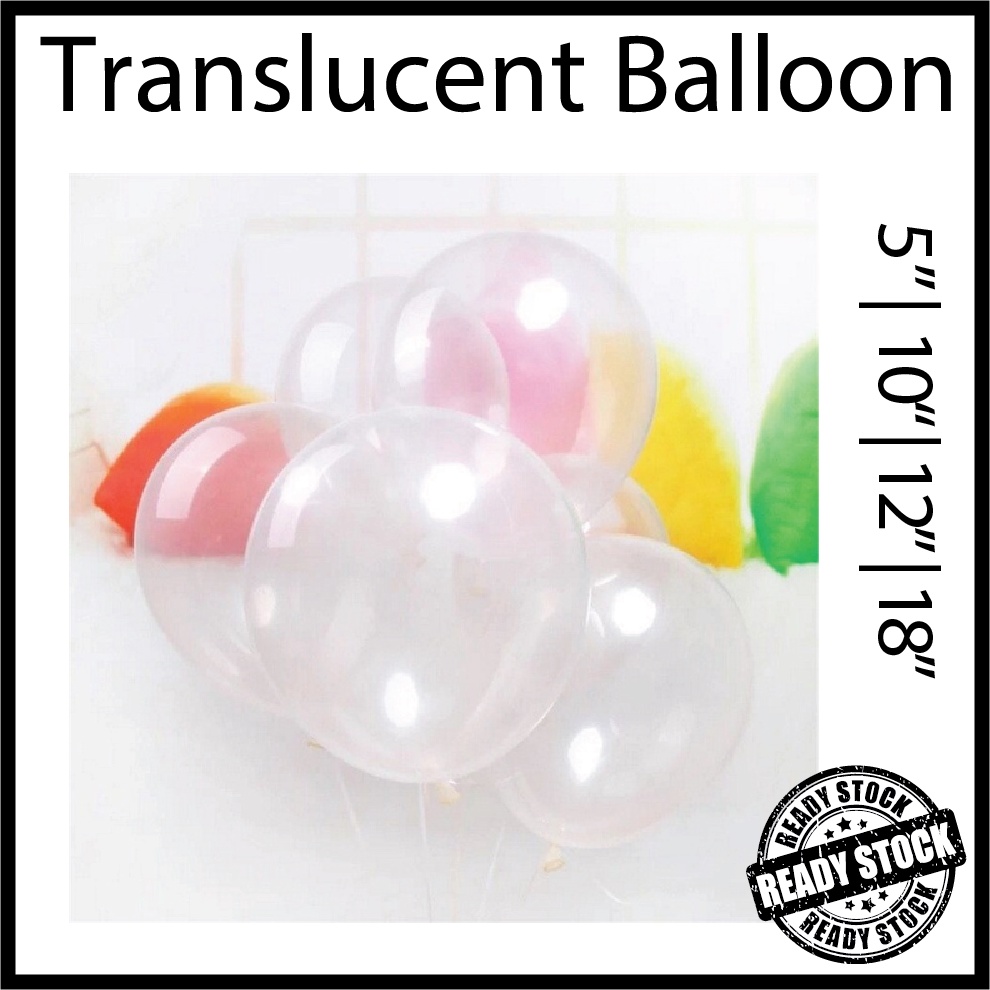 5" 10" 12" 18" Translucent Clear Latex Balloon Ten Twelve Inch High ...