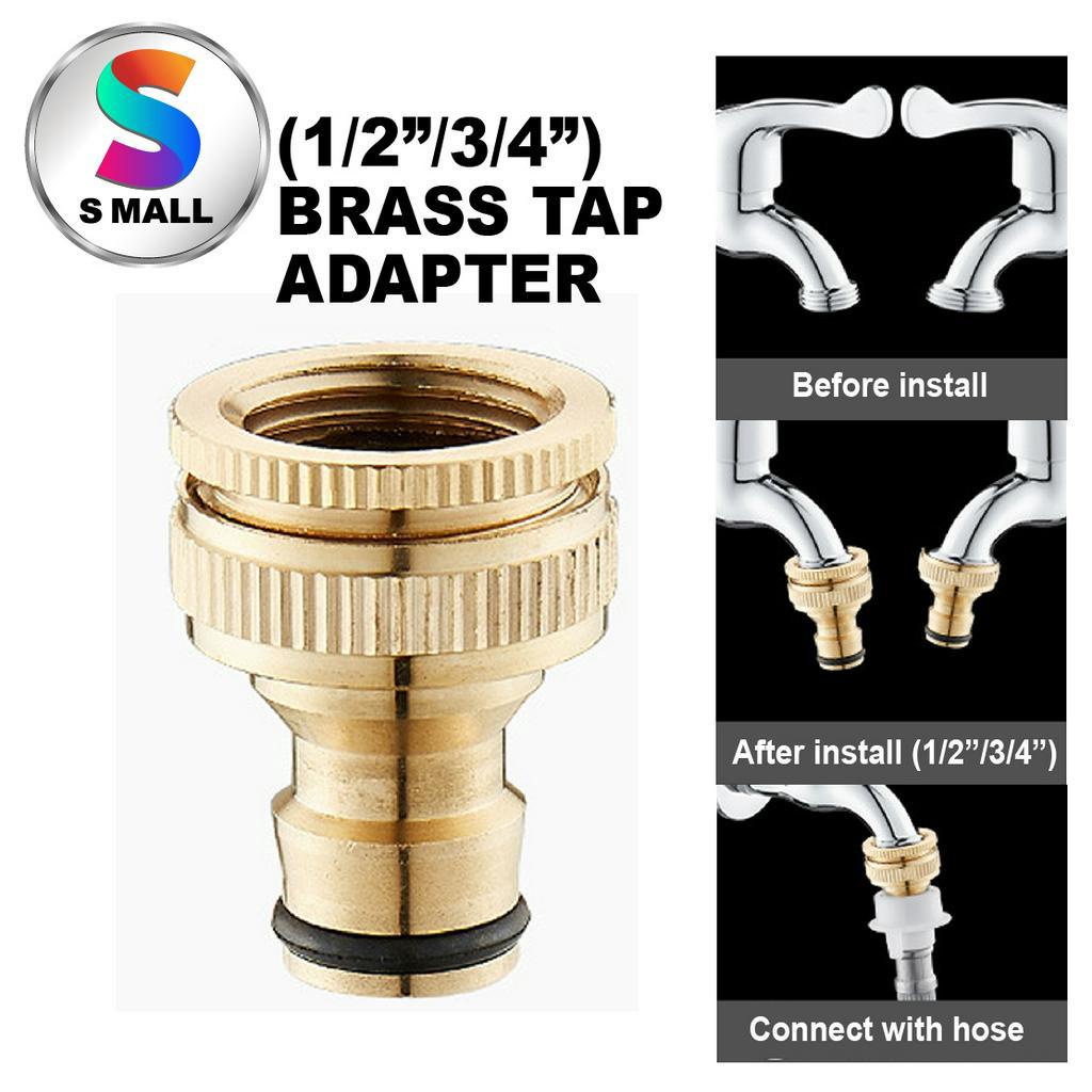 1/2" 3/4" Quick Connector 2 IN 1 Gold Brass Adapter Tap Washing Machine ...