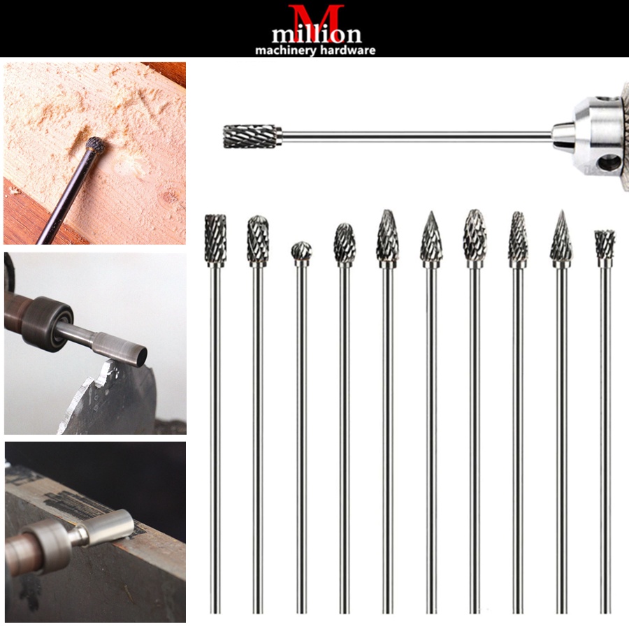 (Long 100MM) 3mmx6mm Tungsten Steel Hard High Speed Steel Rotary Burr ...