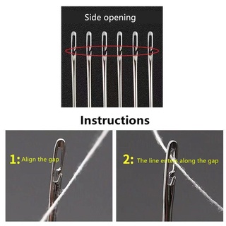 12PC perforation-free durable stainless steel sewing needles for blind ...