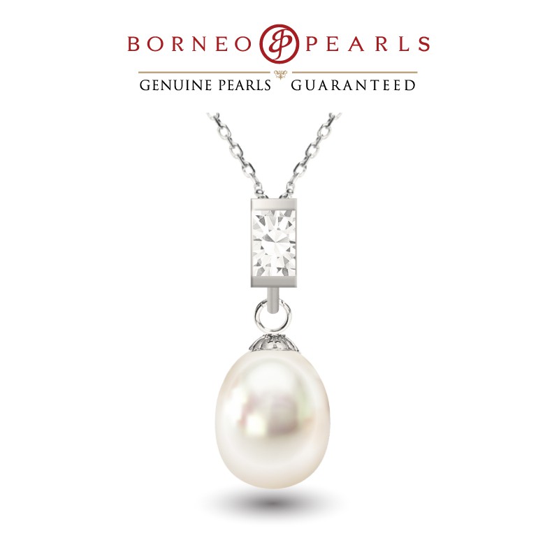 Borneo Pearls Genuine Freshwater White Pearl Pendant Necklace in White ...