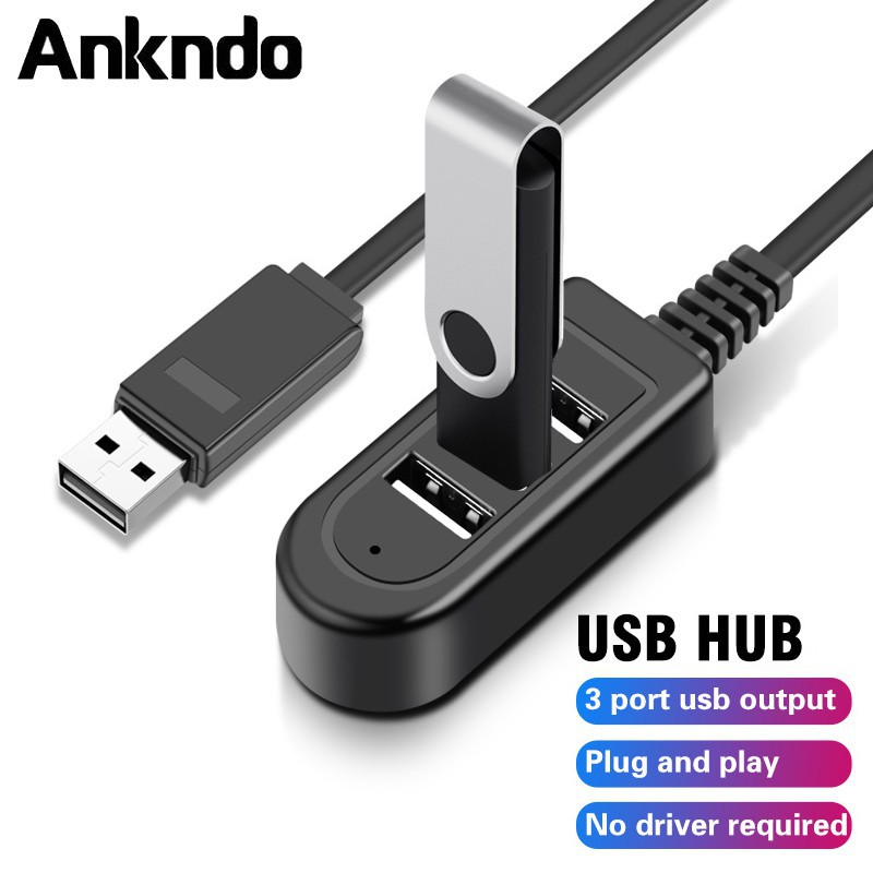 Ankndo 3 In 1 High Speed mini 3 Port USB Hub Cable Data Transfer Device ...