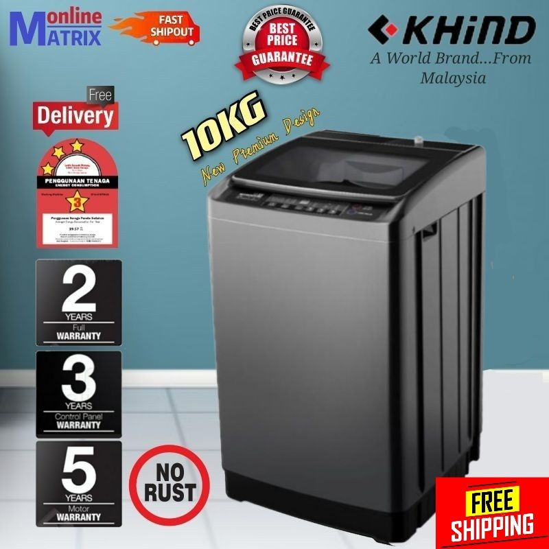 [New Model] KHIND 10KG FULLY AUTO WASHING MACHINE WM100A | Shopee Malaysia