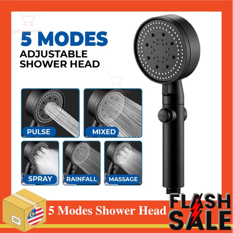 Black Bidet Five-speed Turbocharged Shower Head Shower Set Bathroom ...