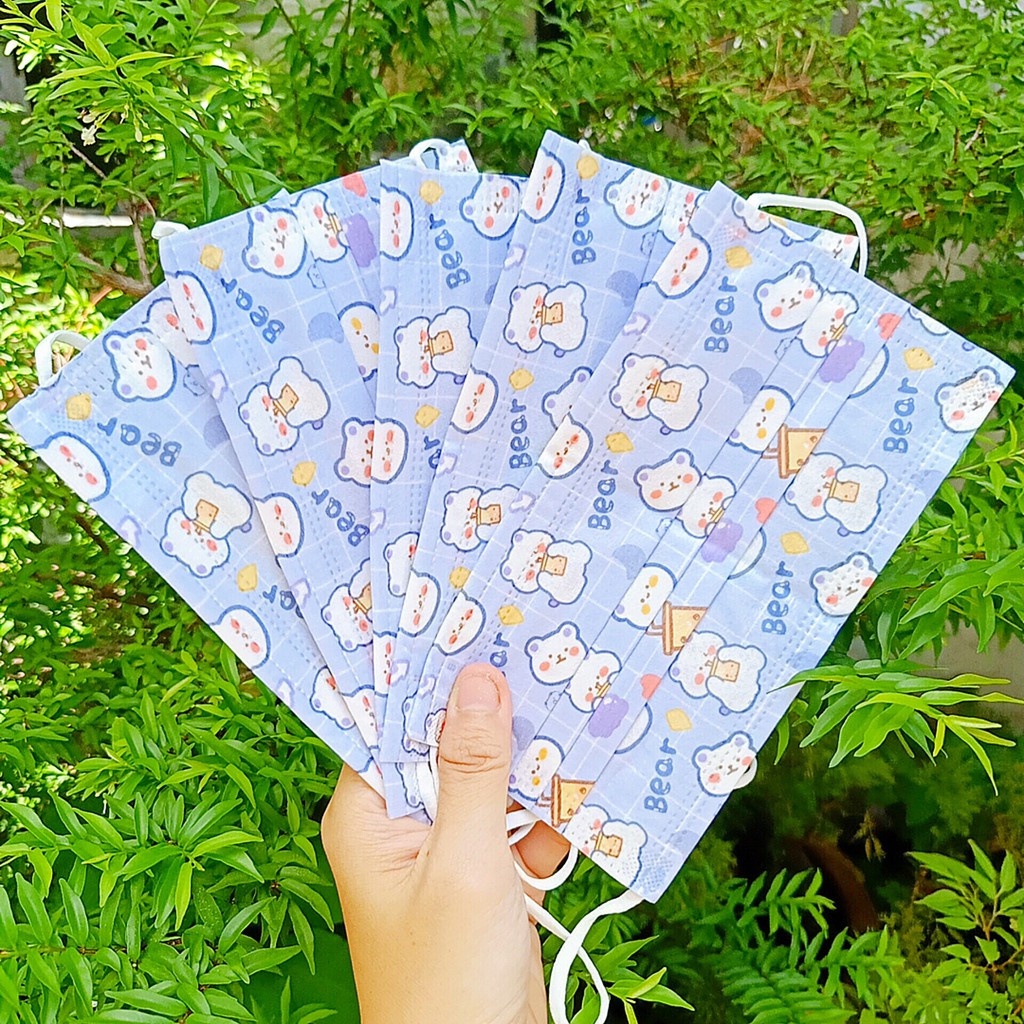 Set of 10 Cute Bear 3-layer paper masks (adult) | Shopee Malaysia