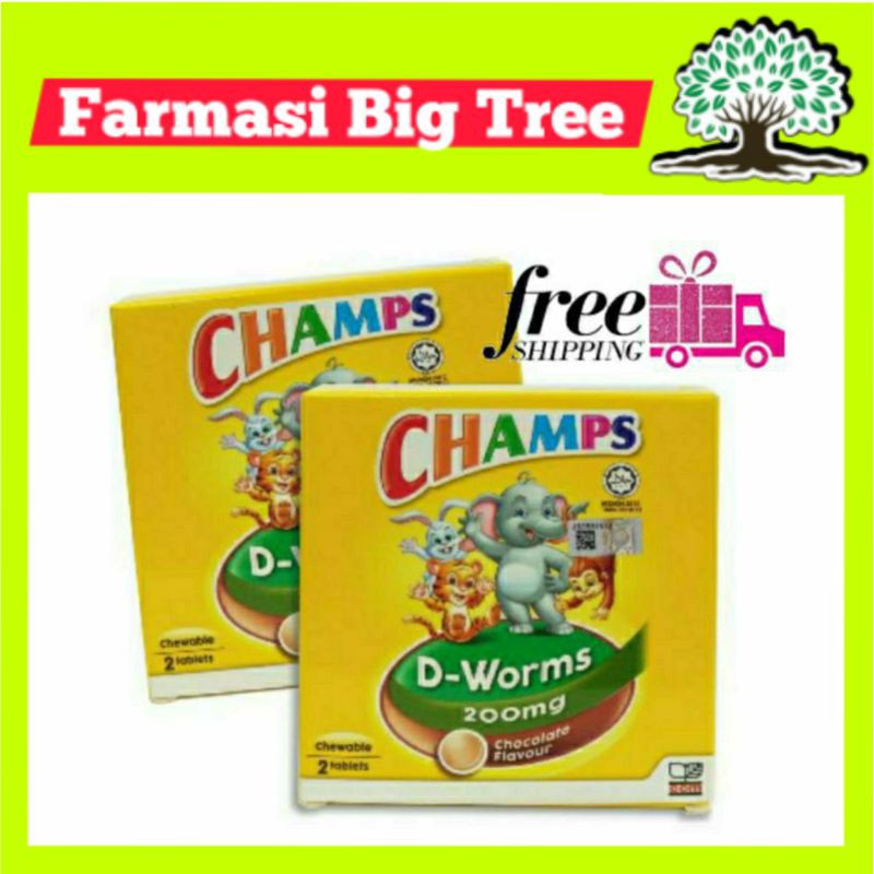 CHAMPS D-WORMS 200MG TABS CHOCOLATE 2S - UBAT CACING | Shopee Malaysia