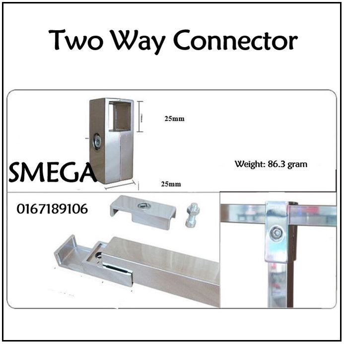 SMEGA Aluminium Hollow Fitting Joint Connector Penyambung Bracket 方通连接件 ...