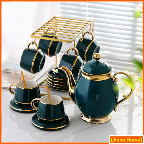 European-style luxury gold-rimmed coffee cup and saucer set ceramic household afternoon tea set ...