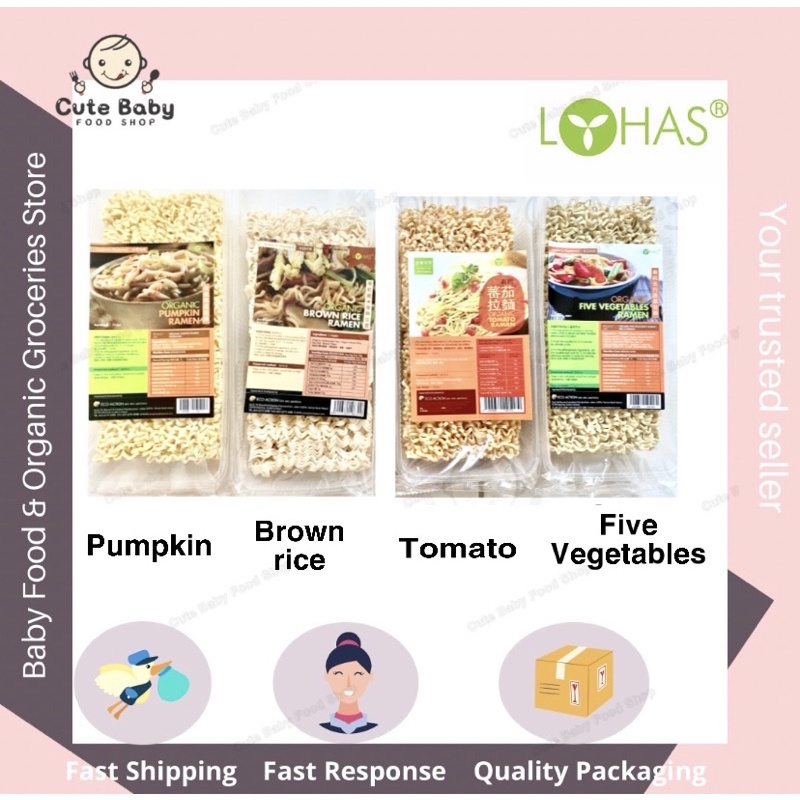 LOHAS Organic Ramen 300g 有机拉面- Pumpkin/Tomato/Brown Rice/Five ...