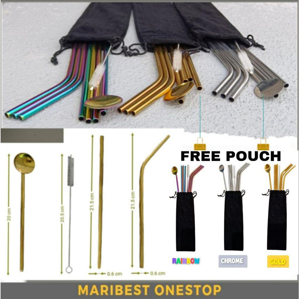 🔥CLEARANCE🔥 1 Set Stainless Steel Straw and Spoon Reusable Washable ...
