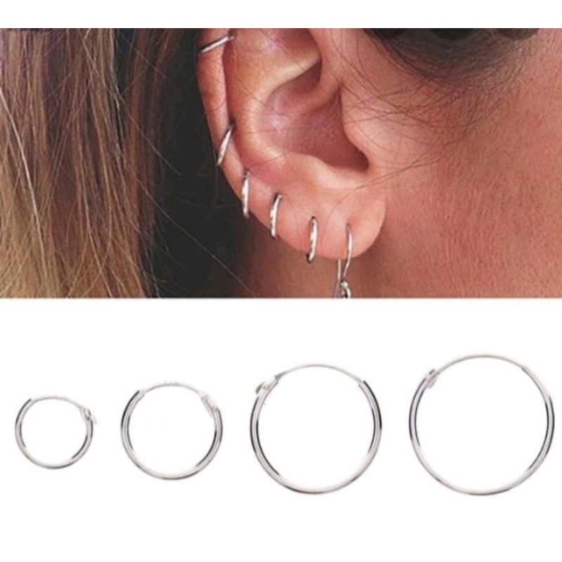 🌸 100%Original pure silver S925 round earring 🌸 | Shopee Malaysia