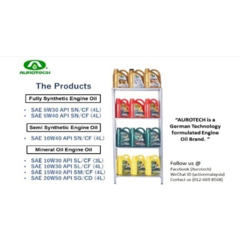 SAE10W/30 Aurotech mineral oil API SL/CF (3&4 liter) | Shopee Malaysia