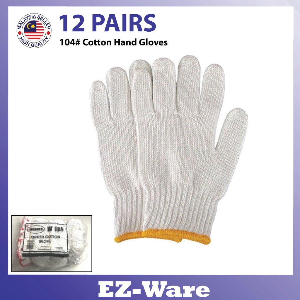 #104/#105 Cotton Hand Gloves / Sarung Tangan Kain (Made in Malaysia ...