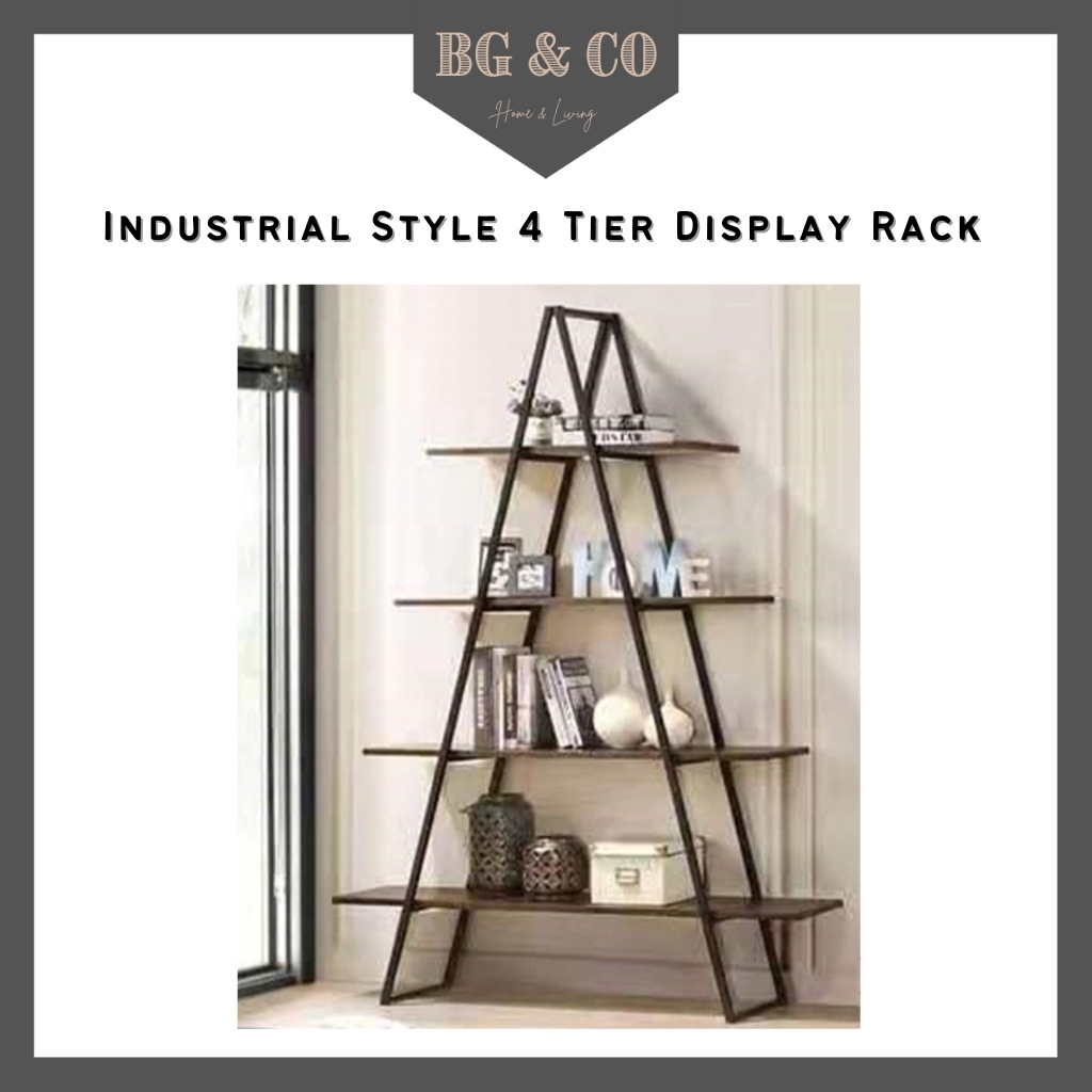ADAM Industrial Style 4 Tier Rack Metal Rack Display Rack Book Rack ...