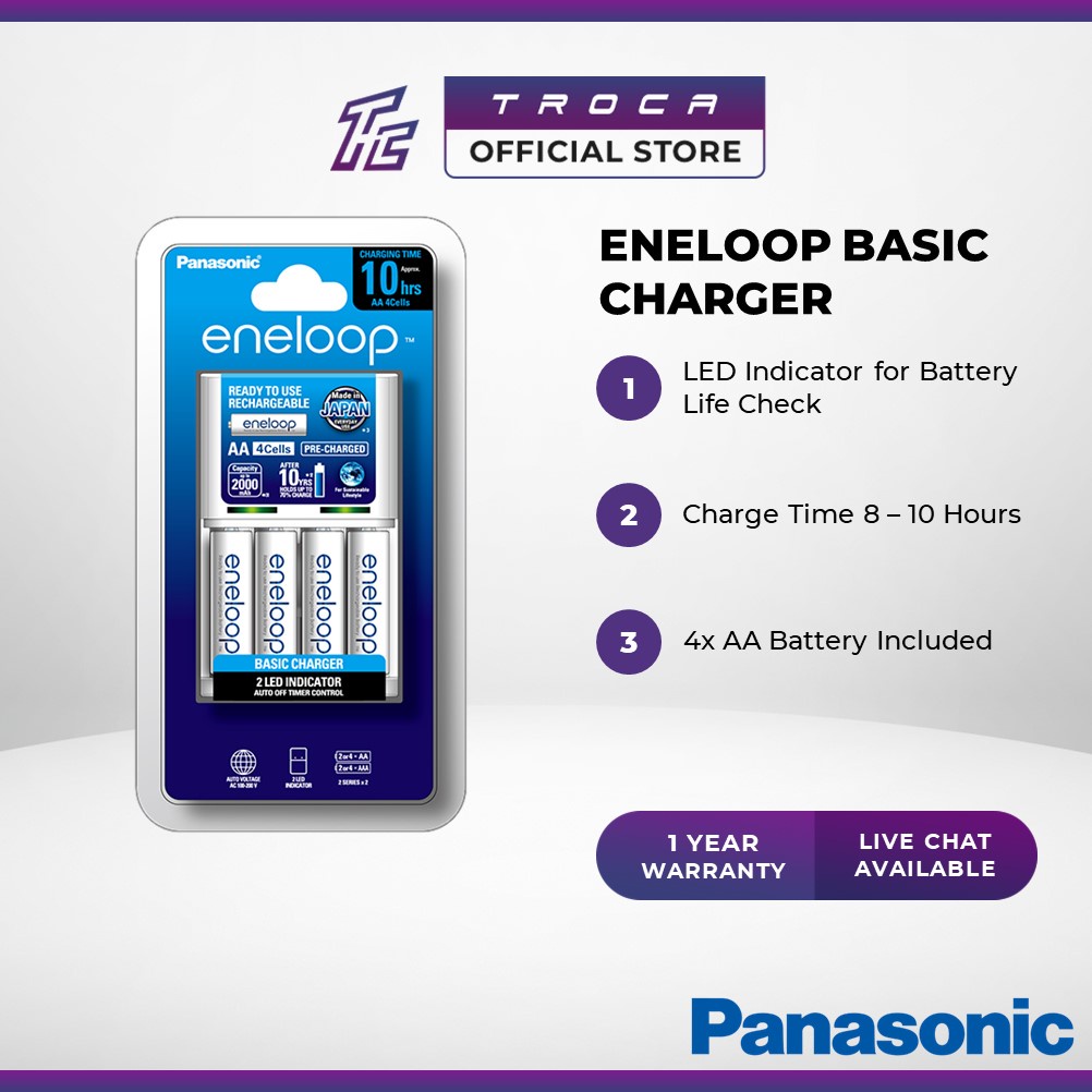 Panasonic Eneloop Basic Charger Battery Charger + AA 2000mAh ...
