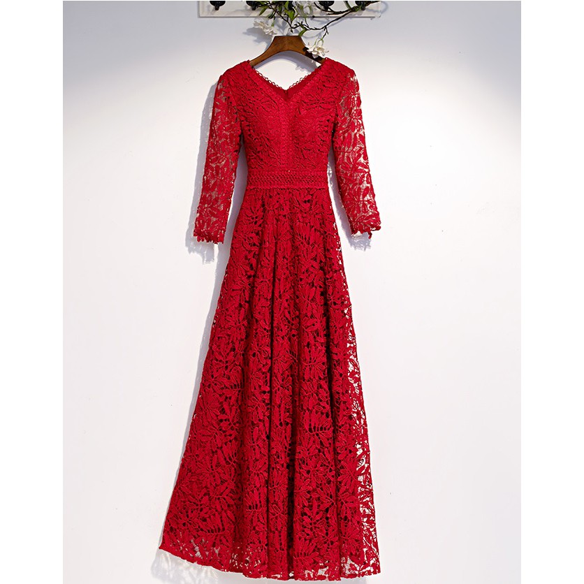 pre order red long sleeve wedding evening prom dress gown RBP1257 ...