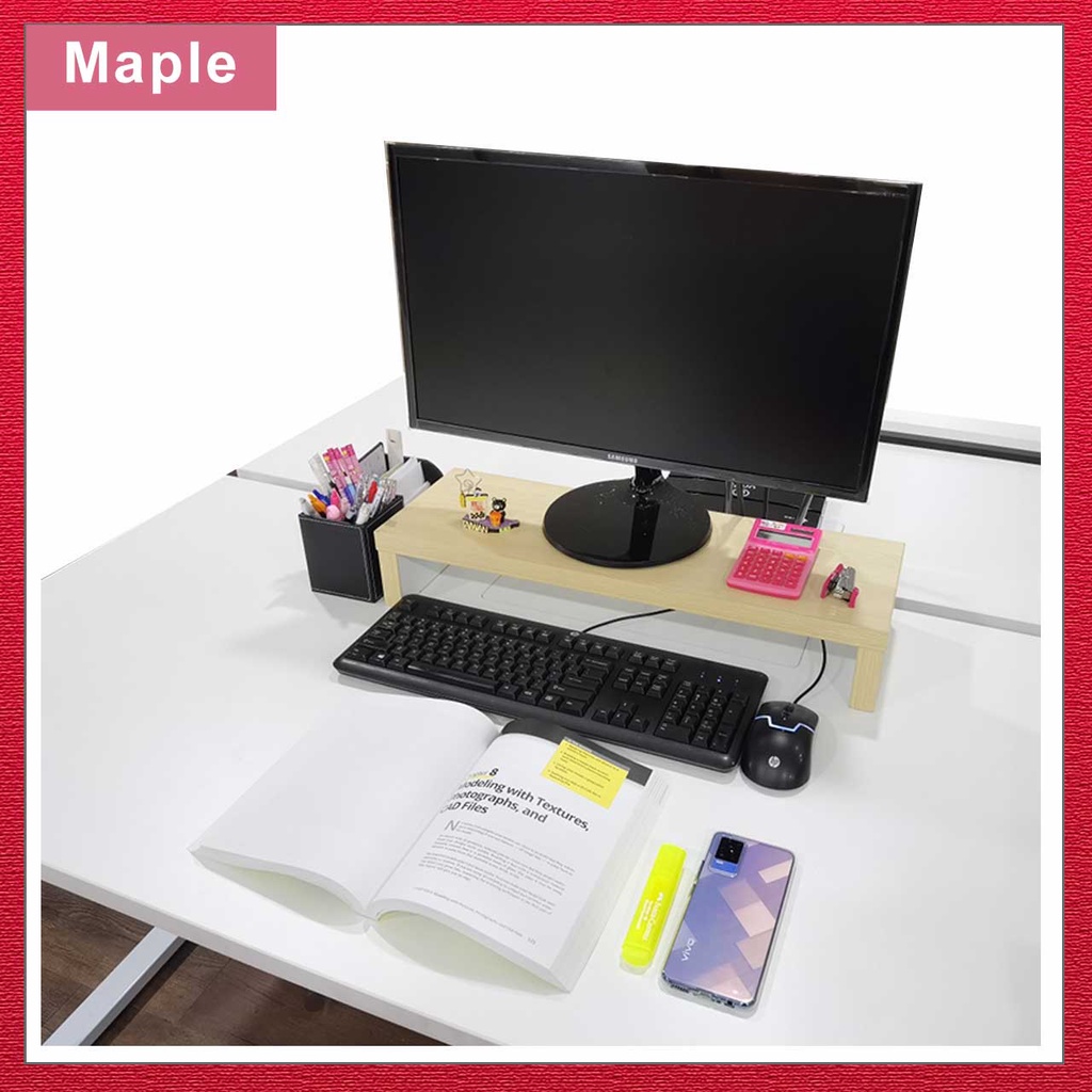 Eastoffice | 60 cm Wooden Monitor Stand Increased Shelf Computer ...